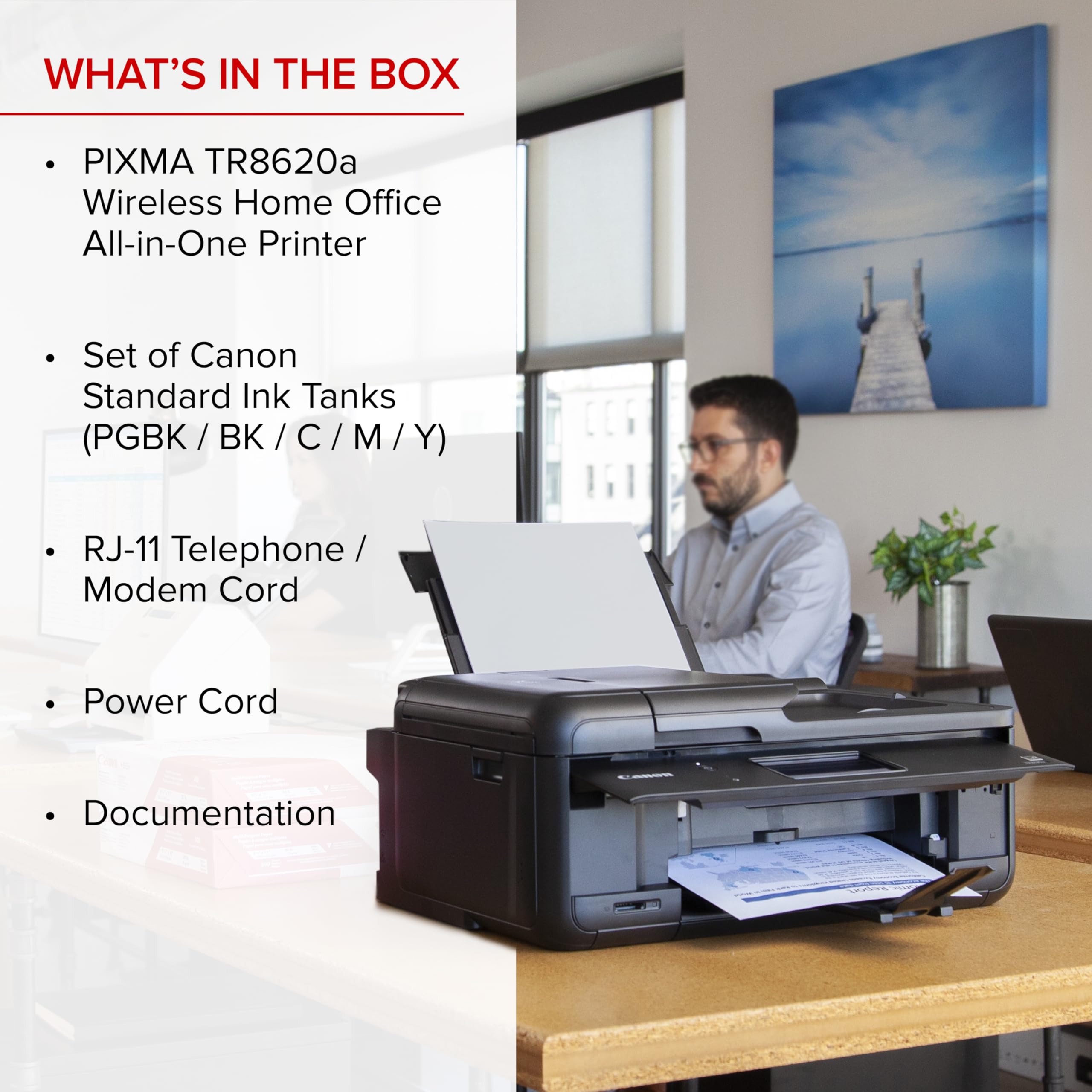 Canon TR8620a All-in-One Printer Home Office | Copier |Scanner| Fax |Auto Document Feeder | Photo and Document | Airprint (R) and Android, Black