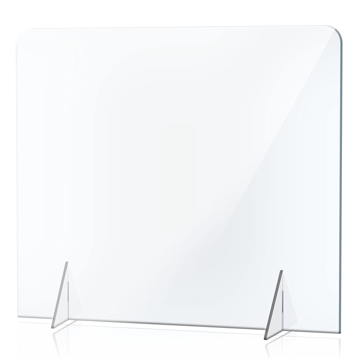NO Cutout Sneeze Guard Panel for Counter and Desk, Portable Clear Acrylic Shield No Opening, Protective Plexiglass Shield Without Opening for Office, School, and Retail Store