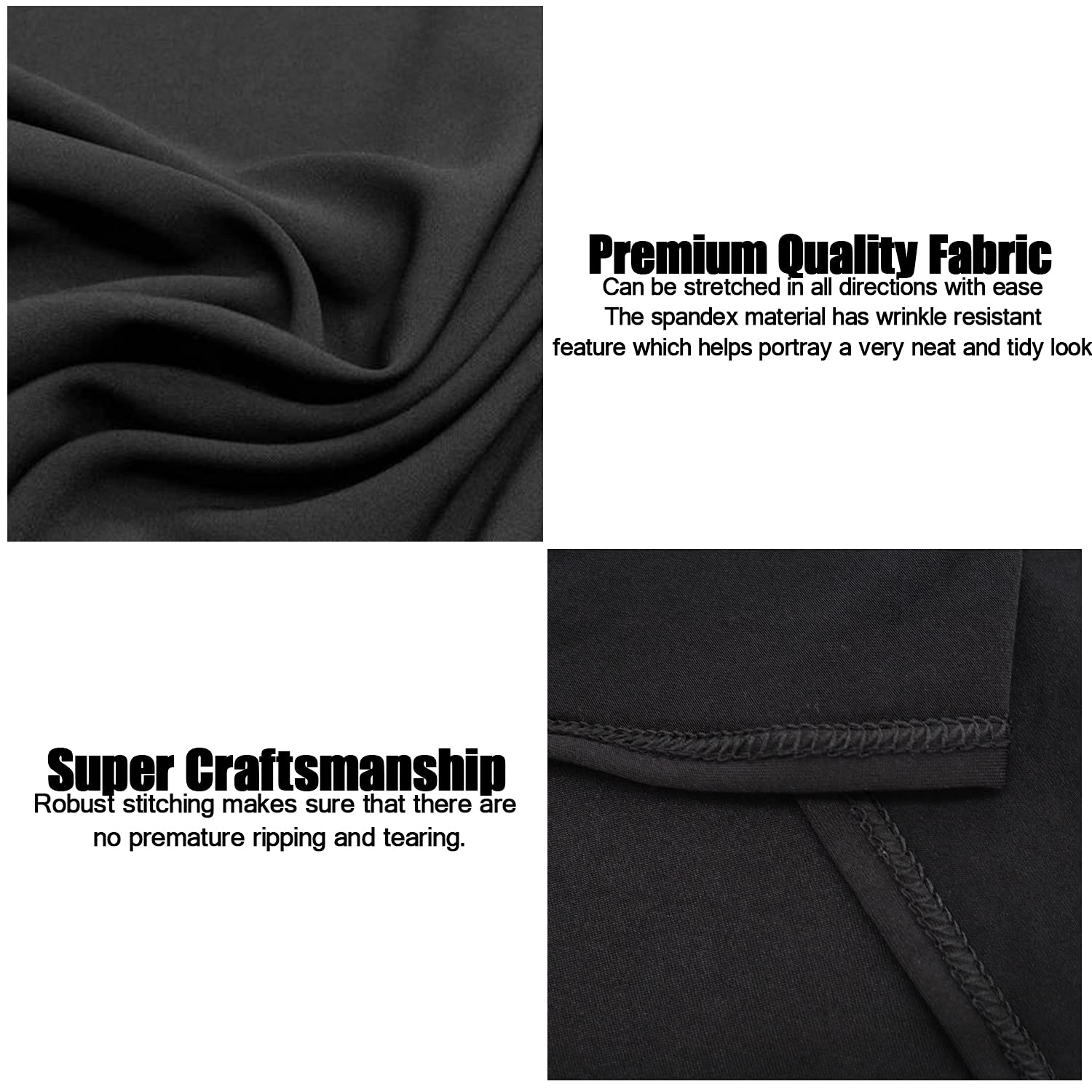 SUNTQ Fitted Table Covers-2 Pack 6ft Black ,for Table Universal Fitted Stretch Tablecloth for Party, Banquet, Wedding and Events