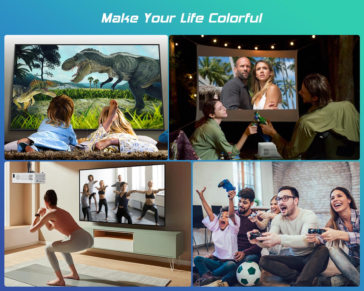 TMY Projector with WiFi and Bluetooth, Native 1080P 5G WiFi Outdoor Projector with 100" screen, 4K Supported Portable Projector, Compatible with iOS/Android/PC/TV Stick/HDMI/AV/USB, Indoor Outdoor Use