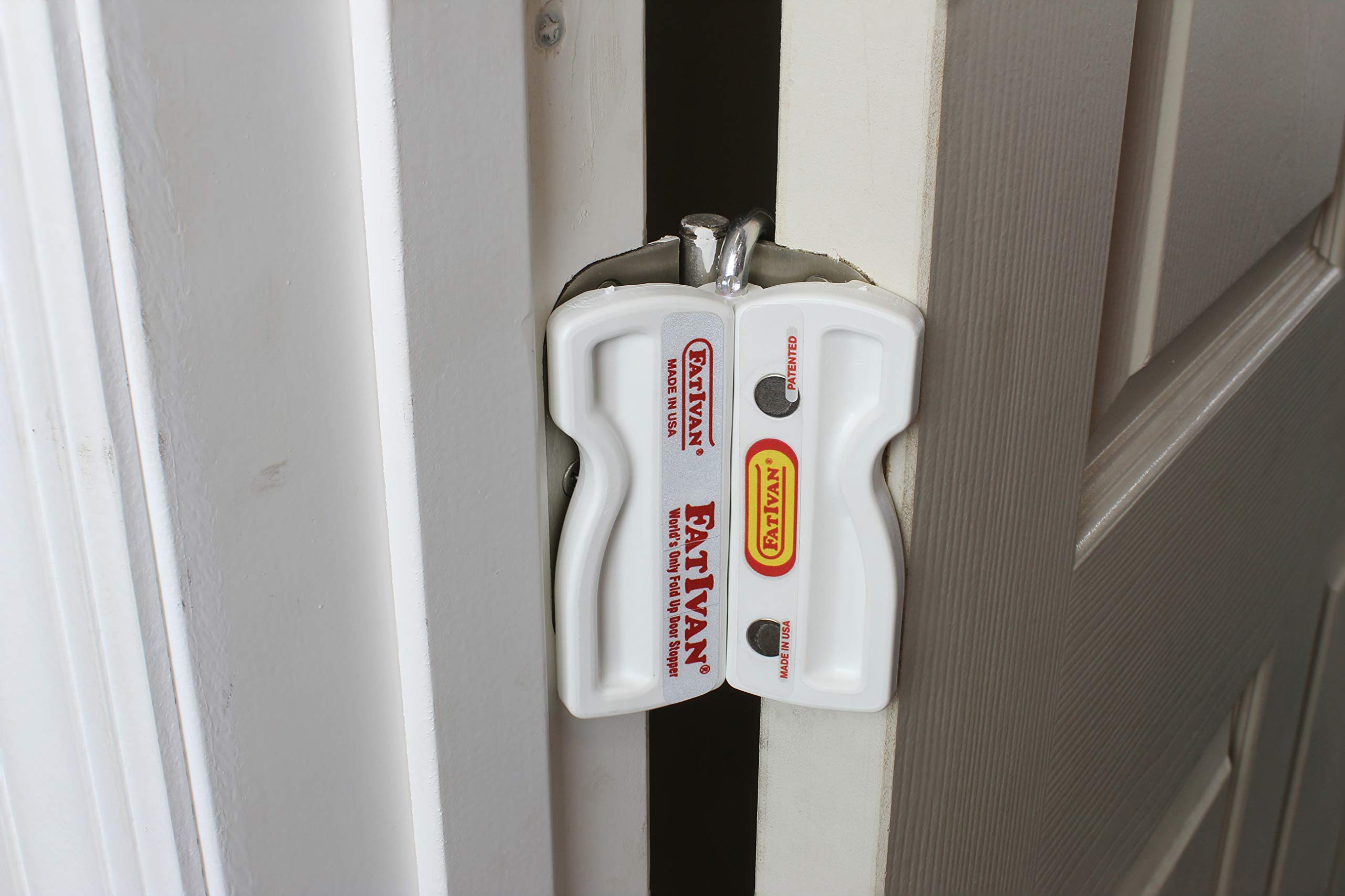 The Original Fat Ivan Fold Up Doorstop with Magnet - White