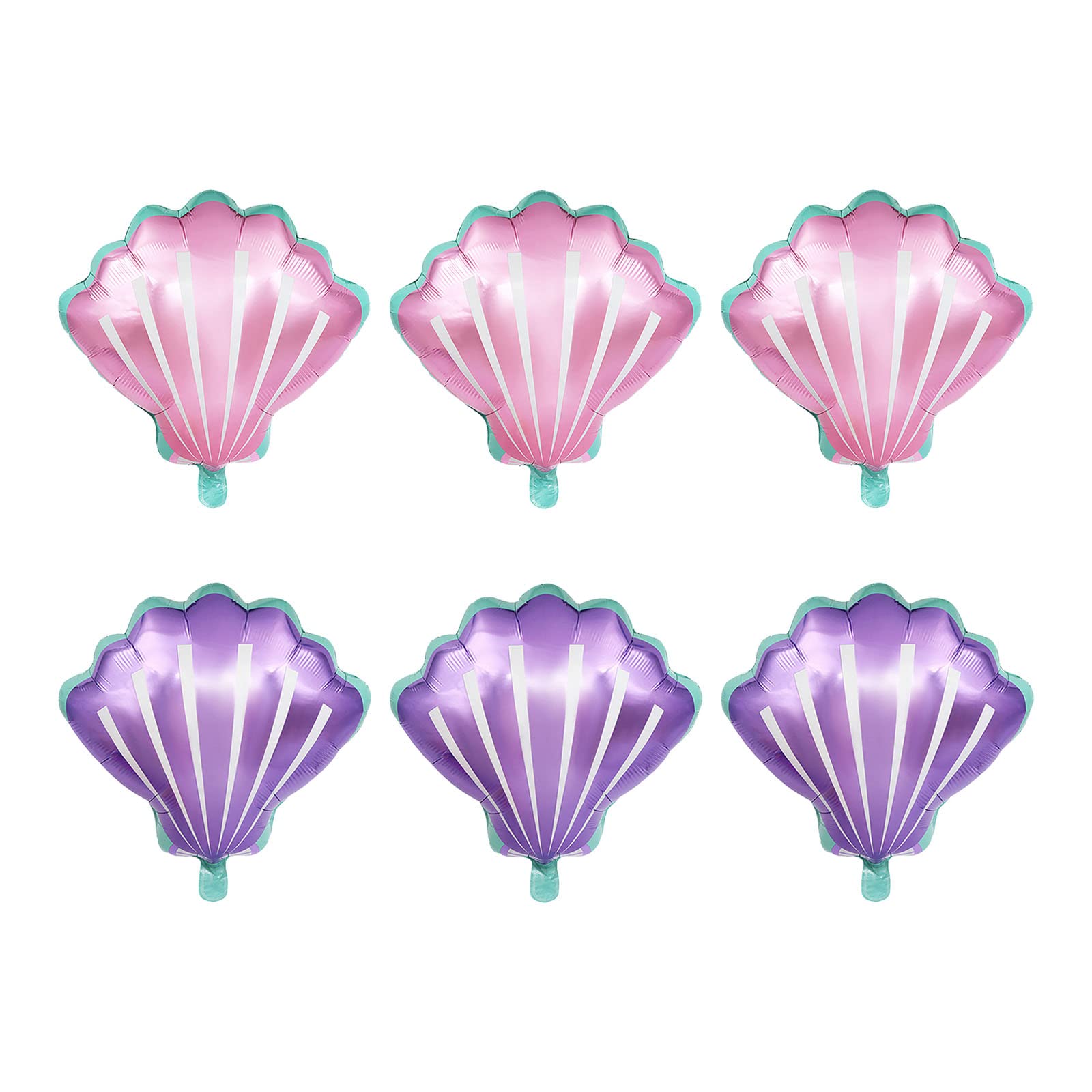 Creaides 12pcs Sea Shells Balloons Helium Foil Ocean Balloons for Baby Shower Birthday Wedding Hawaii Summer Beach Luau Party Suppliers (Purple+Pink)