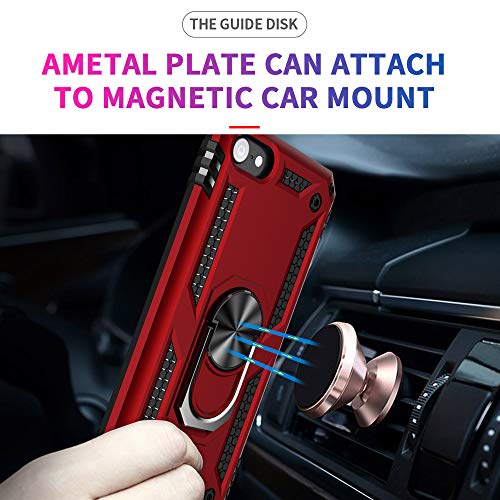 ULAK Compatible with iPod Touch 7 Case/iPod Touch 6 Case with 2 HD Screen Protectors, Hybrid Rugged Shockproof Cover with Built-in Kickstand for iPod Touch 7th/6th/5th Generation (Red)