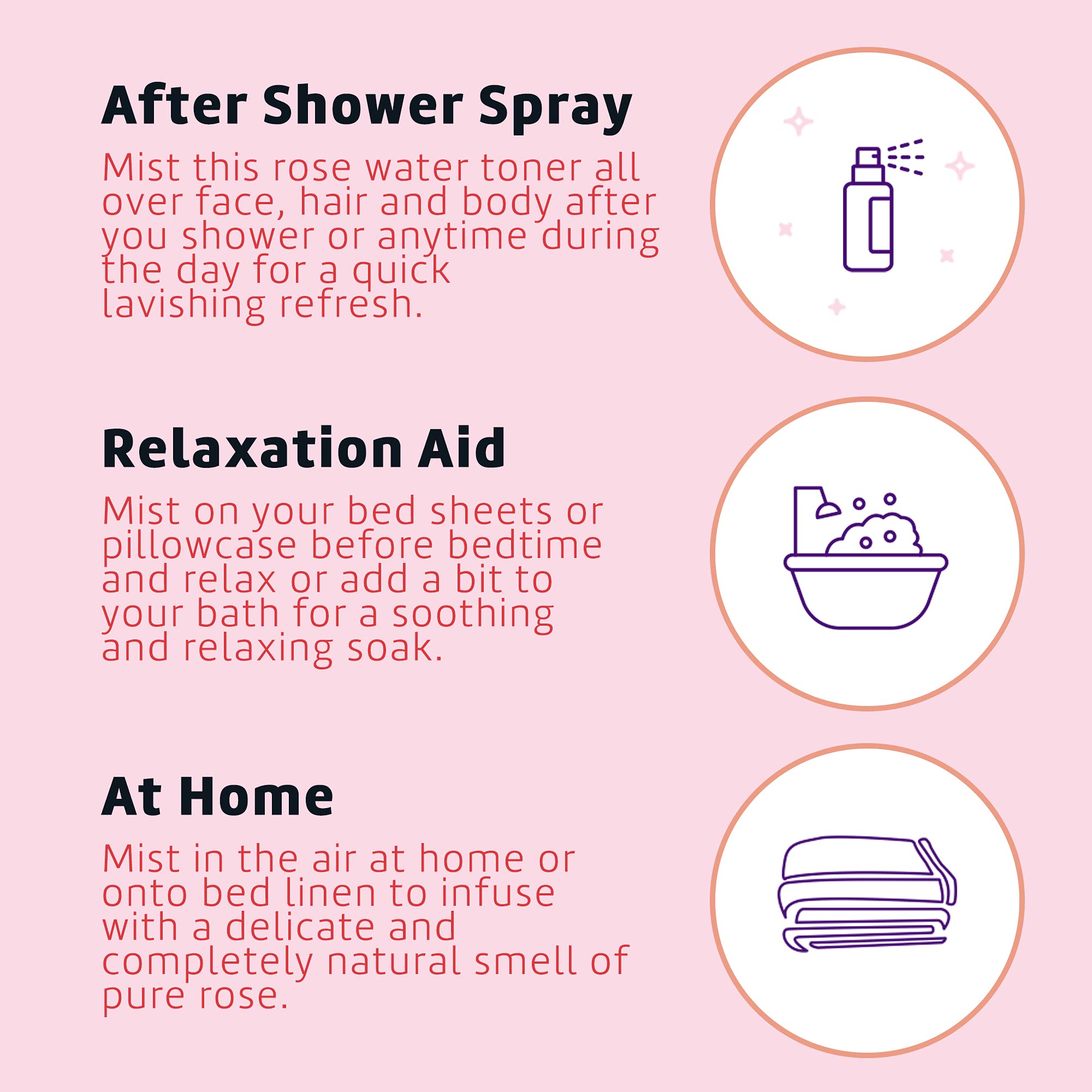 De La Cruz Rose Water Body Mist Refill- Rosewater Spray for Face, Skin and Hair 16 fl oz (1 Bottle)