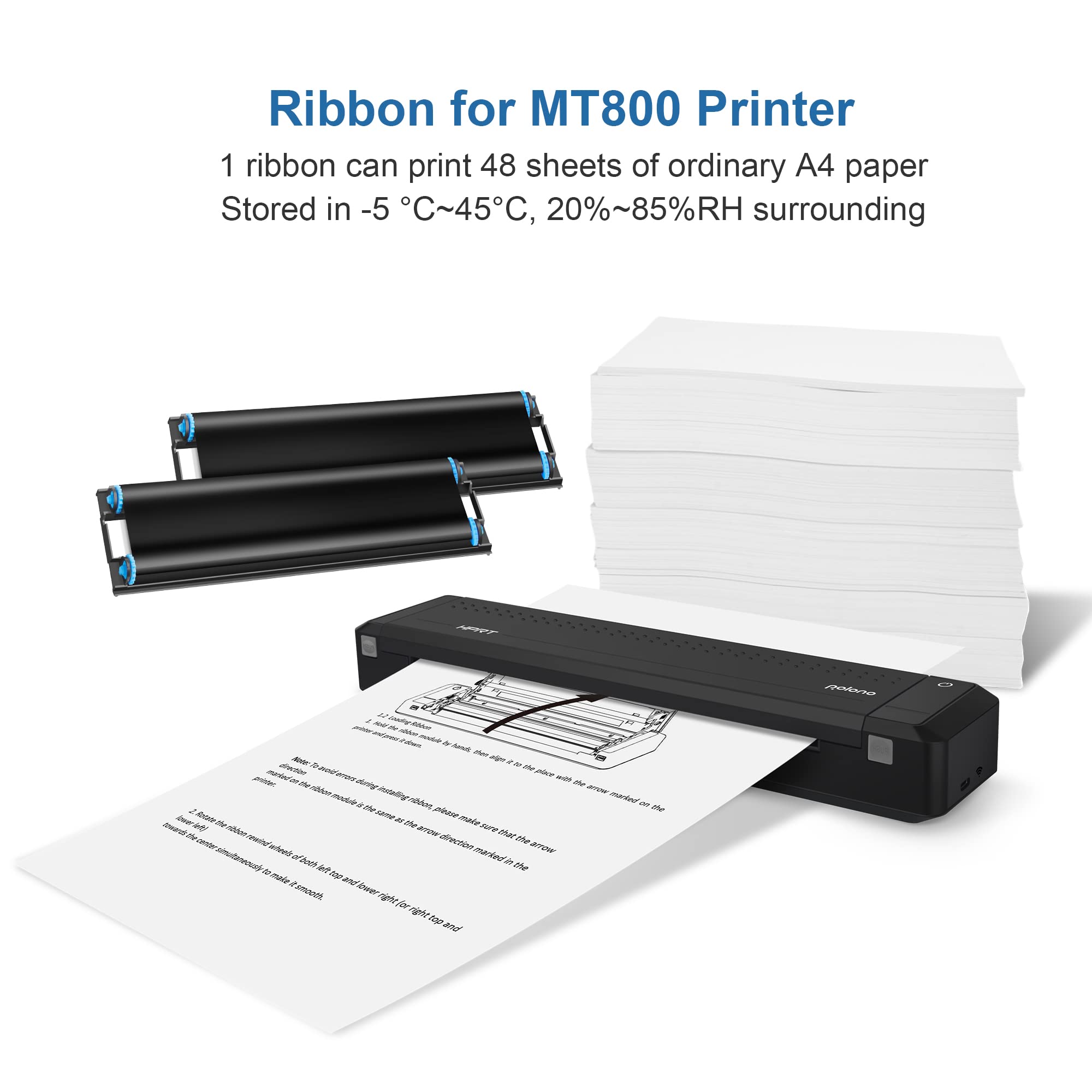 POLONO Thermal Transfer Ribbon, Thermal Ribbon Support MT800 (216mm) Portable Thermal Printer, Exclusive Thermal Ribbon Compatible for HPRT MT800 Wireless Bluetooth Portable Printer for Home/Office