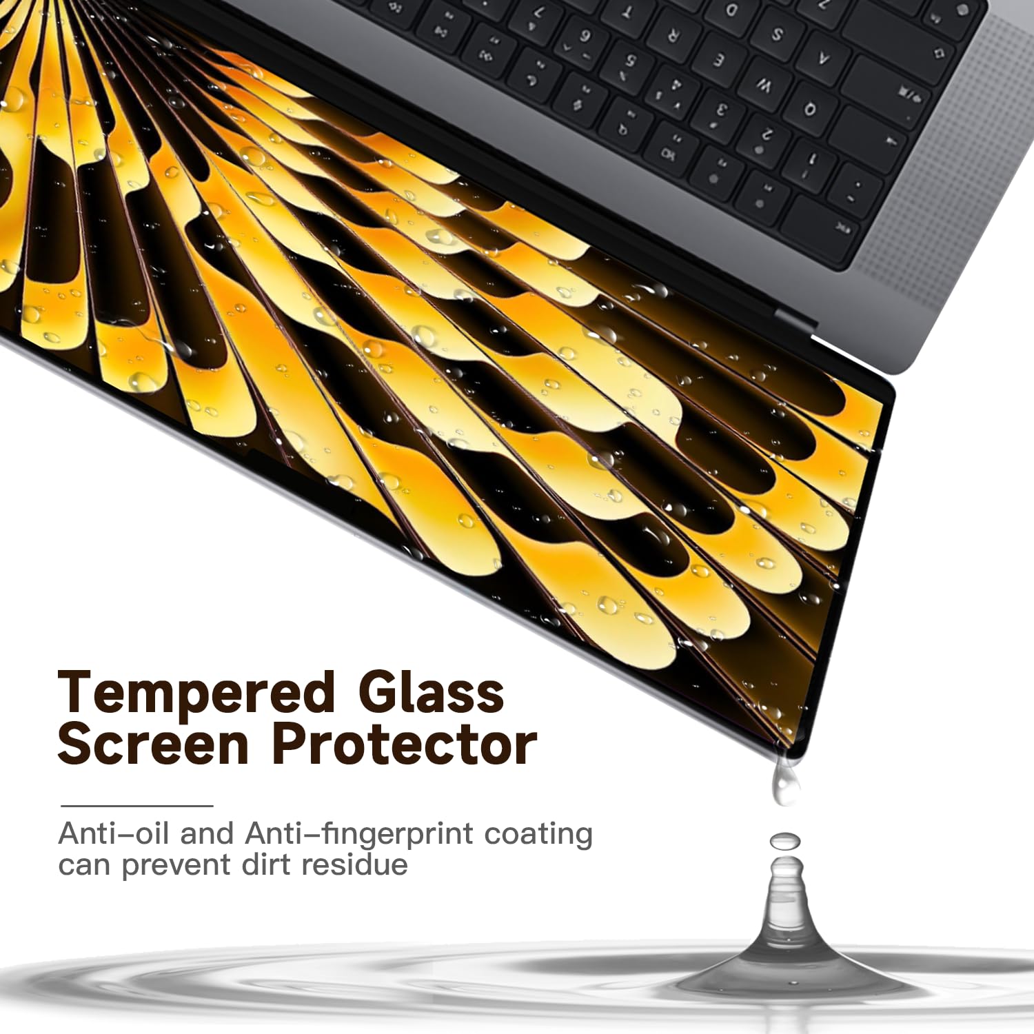 ANTOGOO V Removable Tempered Glass Screen Protector for 2023-2024 Apple Macbook Air 15.3 Inch M2/M3 Chip, 9H Hardness, No Bubbles or Lines, Anti-Scratch, Anti-Fingerprint, Clear