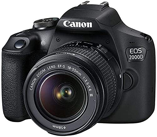 2000D (Rebel T7) DSLR Camera with 18-55mm f/3.5-5.6 Zoom Lens Bundle + Accessories (64Gb Memory Card, Wide Angle and Telephoto Lens, Spider Tripod, Gadget Bag and More)