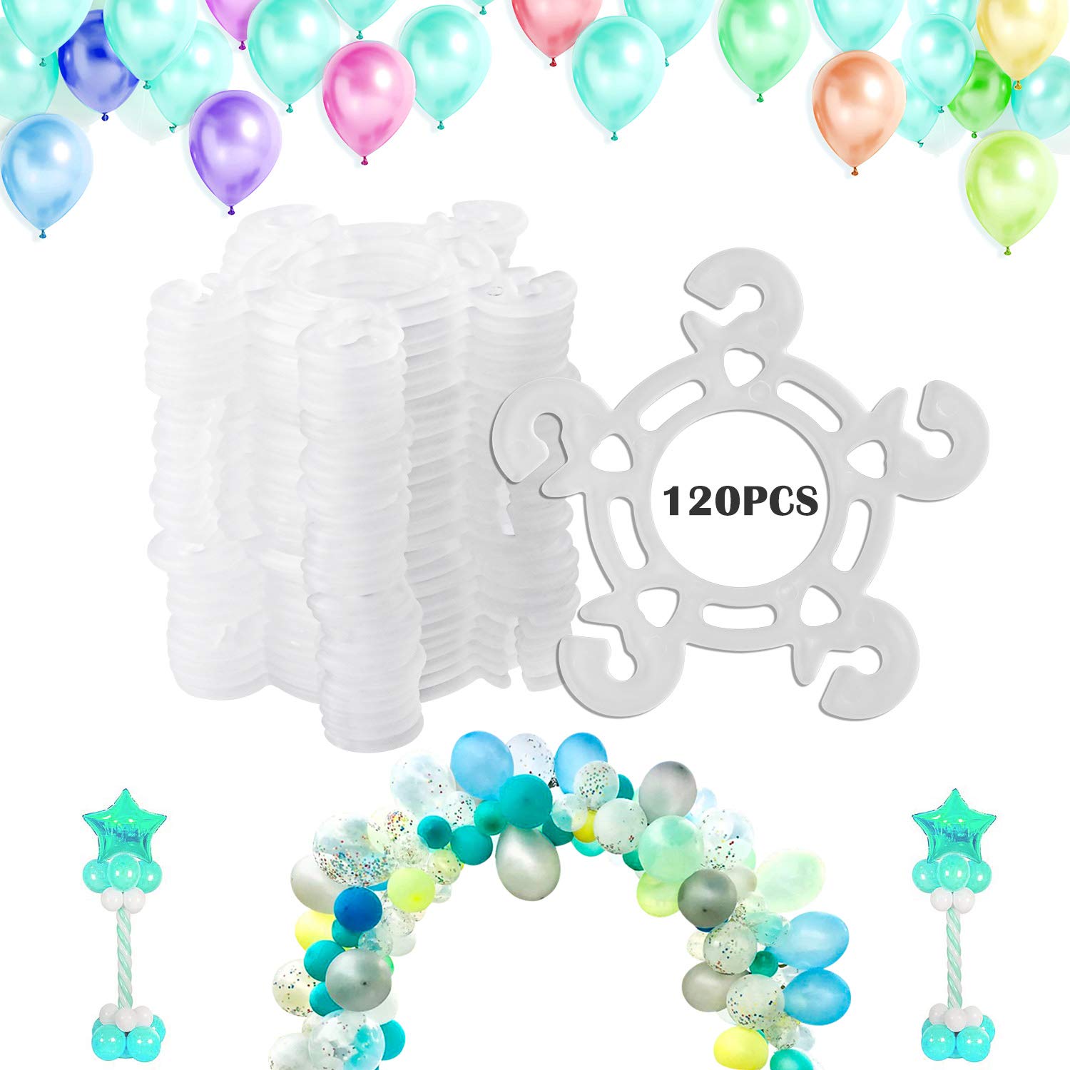 Balloon Stand Holder Kit, Tinabless Balloon Column Stand Including 21 Sticks, 21 Cups, 3 Base, 25 Rose Gold Balloons for Birthday Wedding Party Table Decorations Supplies(3 Set)