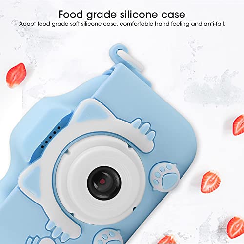 PUSOKEI Kids Camera for Girl, 12MP Digital Video Camera with 2.0in IPS Screen, Kids Digital Camera with Double Camera, Kids Camera for Girls(Blue)