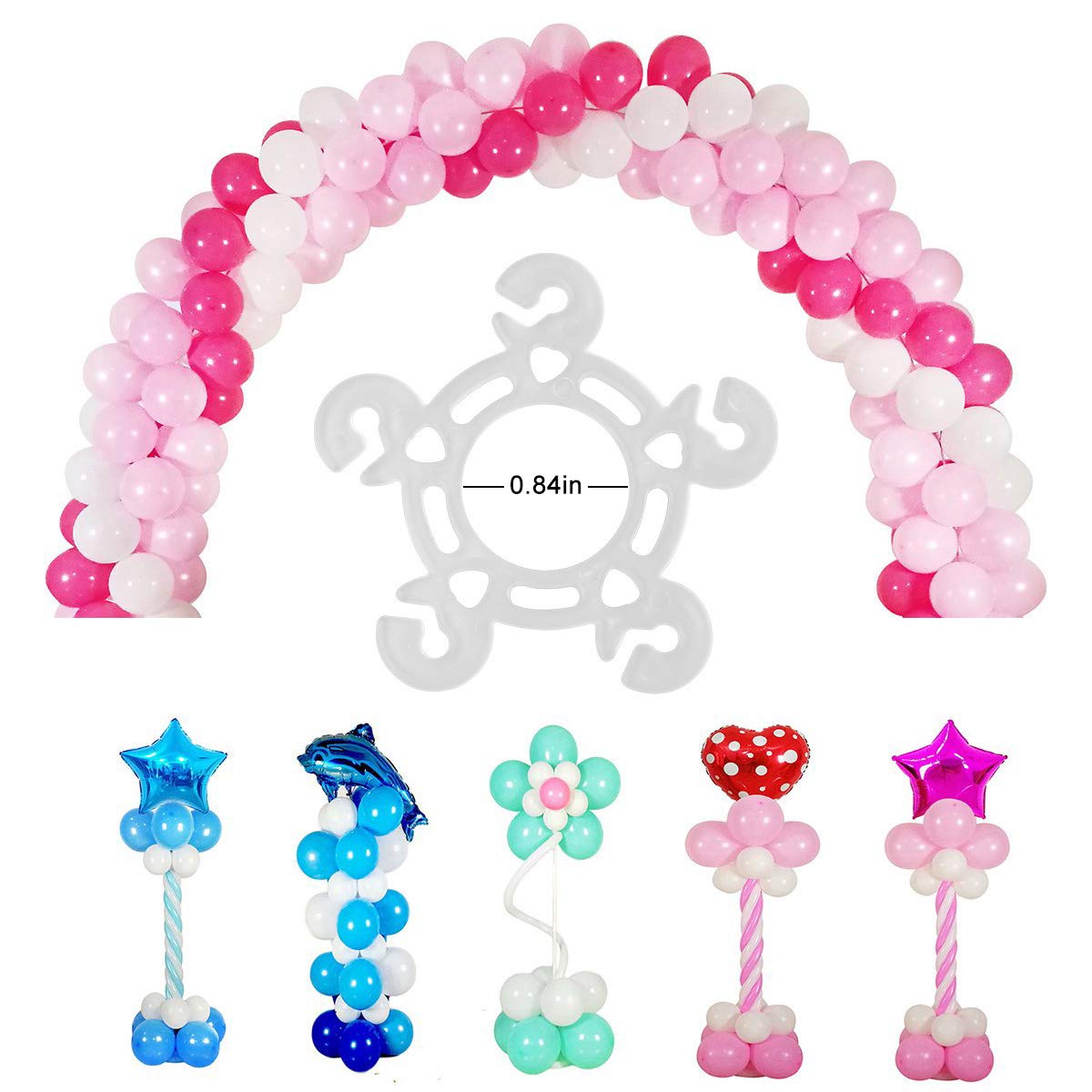 Balloon Stand Holder Kit, Tinabless Balloon Column Stand Including 21 Sticks, 21 Cups, 3 Base, 25 Rose Gold Balloons for Birthday Wedding Party Table Decorations Supplies(3 Set)