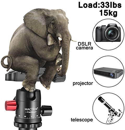 MACTREM Professional Camera Tripod with Phone Mount, 62" DSLR Tripod for Travel, Super Lightweight and Reliable Stability, Ball Head Tripod Detachable Monopod with Carry Bag (Black)