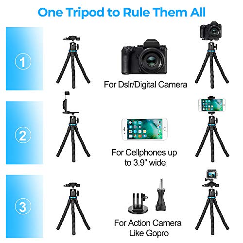 Phone Tripod, UBeesize 12 Inch Flexible Cell Phone Tripod Stand Holder with Wireless Remote Shutter & Universal Phone Mount, Compatible with Smartphone/DSLR/GoPro Camera