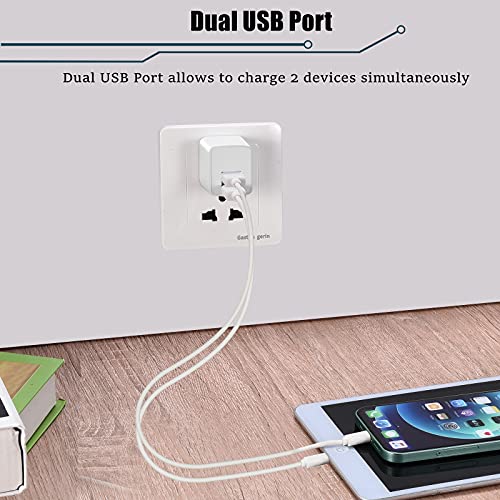 12W USB Wall Charger with Foldable Plug, 3-Pack 2.4A Dual-Port Power Adapter Mini Charging Block Cube Compatible iPad, iPhone 12 11 Pro Max XR/XS/X 8/7/6/6s Plus, Samsung, Moto, HTC& More(ETL Listed)
