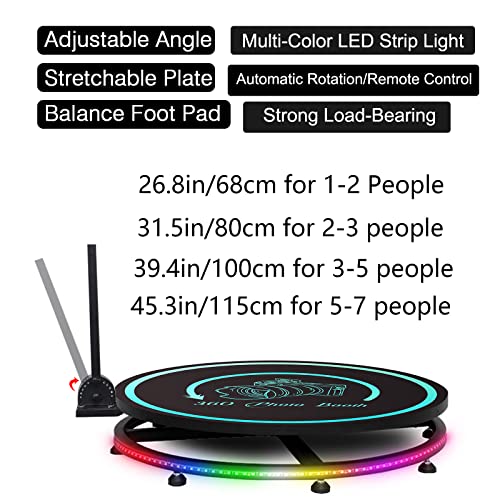MWE 360 Photo Booth Machine with Software for Parties with Ring Light,Logo Customization,4-5 People Stand on APP Remote Control Automatic Slow Motion 360 Spin Camera Booth (39.4")