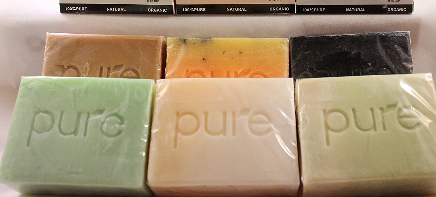 Luxury Triple Milled Mens Gift Set Handmade Soap Bar. Artisan Soap Cold Process Soap Bar! Men Gift Set includes Tea Tree, Cedar, Sandalwood, Charcoal, Spearmint & Pine Tar Soap Natural Bar Soap Set