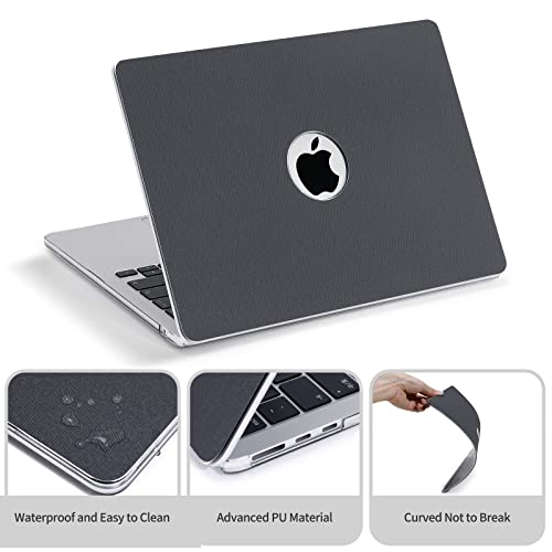 DULINEDO Compatible with MacBook Air 13.6 Inch Case 2022 Release (Model: A2681 M2) Premium PU Leather & Hard Shell Laptop Case (Black)