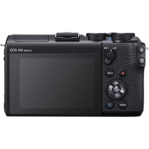 Camera EOS M6 Mark II Mirrorless Camera with 15-45mm Lens and EVF (Black) with 64GB Memory, Padded Carrying Bag, High Speed Card Reader + More (18 Items)