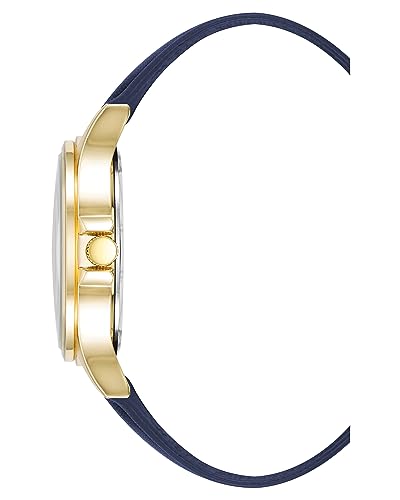 Amazon Essentials Men's Easy to Read Strap Watch, Gold Tone and Navy Strap