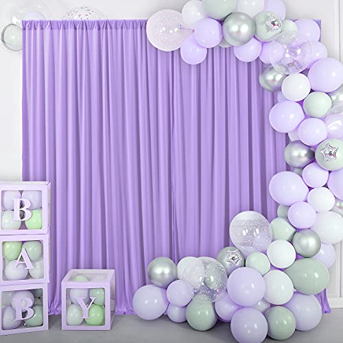 Lavender Backdrop Curtain for Parties Wedding Wrinkle Free Light Purple Photo Curtains Backdrop Drapes Fabric Decoration for Baby Shower Photoshoot 5ft x 7ft,2 Panels