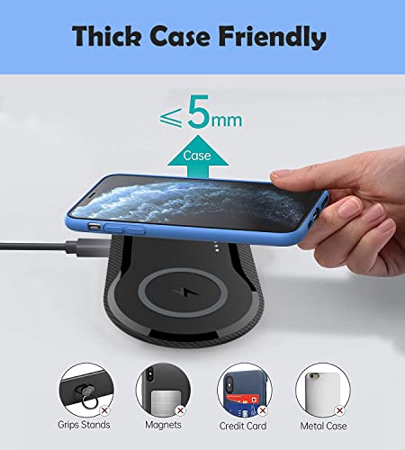 2 in 1 30W Fast Wireless Charger, Wireless Charging Pad, Dual 15W Wireless Charging Station for Samsung iPhone AirPods Type C Cable Included, Black