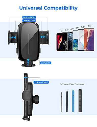 Car Phone Mount - Upgraded Windshield Dashboard Car Phone Holder with Long Gooseneck Phone Holder for Car Windshield, Compatible with iPhone 13 12 Pro Max 11, Galaxy Note 22 S21 S20 and More
