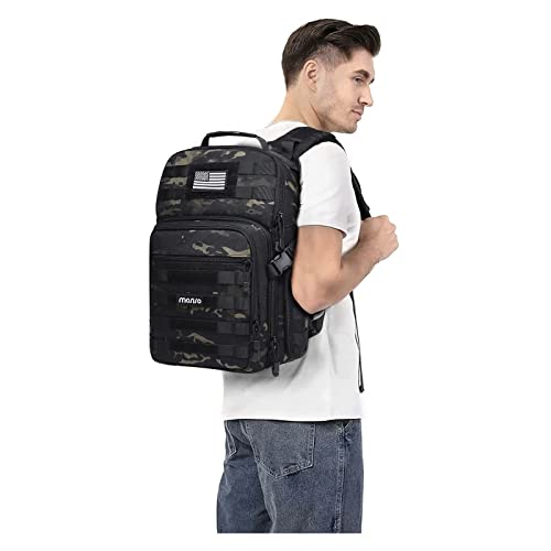 MOSISO Camera Backpack, DSLR/SLR/Mirrorless Photography Tactical Camera Bag Case with Tripod Holder & 15-16 inch Laptop Compartment & USA Flag Compatible with Canon/Nikon/Sony, Night Camouflage