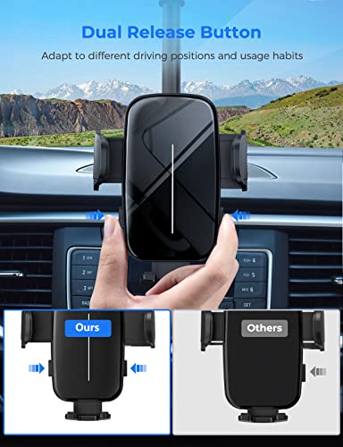 Car Phone Mount - Upgraded Windshield Dashboard Car Phone Holder with Long Gooseneck Phone Holder for Car Windshield, Compatible with iPhone 13 12 Pro Max 11, Galaxy Note 22 S21 S20 and More