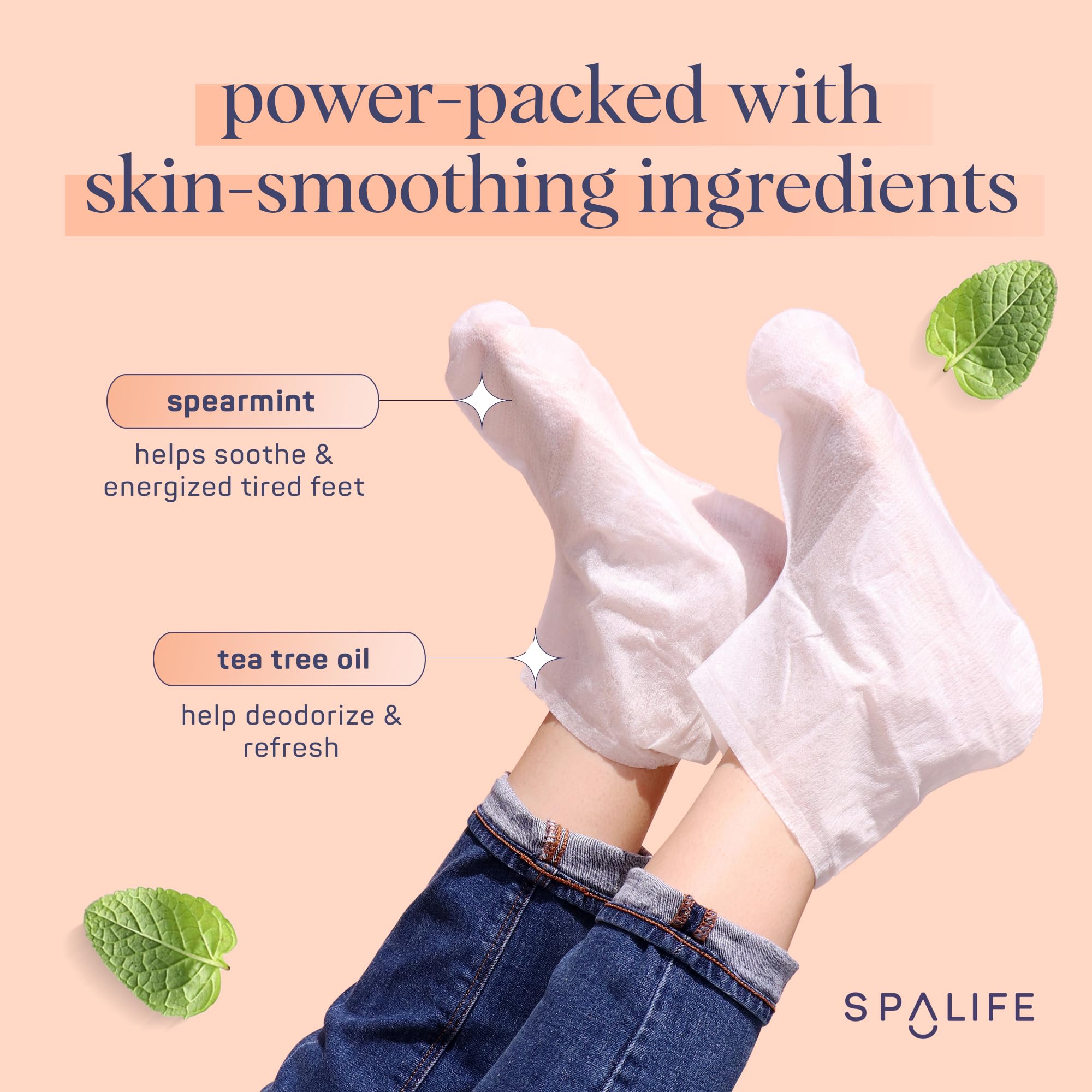 SpaLife Invigorating Spearmint & Tea Tree Oil Foot Sockies (3 Ct)