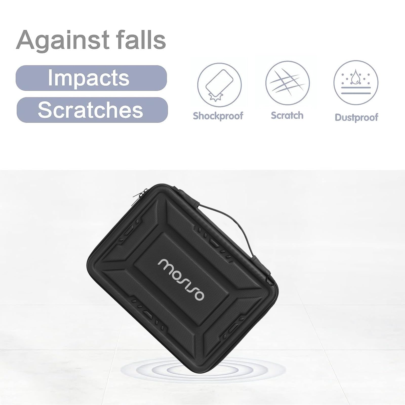 MOSISO Hard Shell Laptop Case Compatible with MacBook Air 13 M2 A2681 A2337 A2179 A1932/Pro 13 M2 M1 A2338 A2251 A2289 A2159 A1989 A1706 A1708, Symmetric Geometric Laptop Bag with Strap, Black