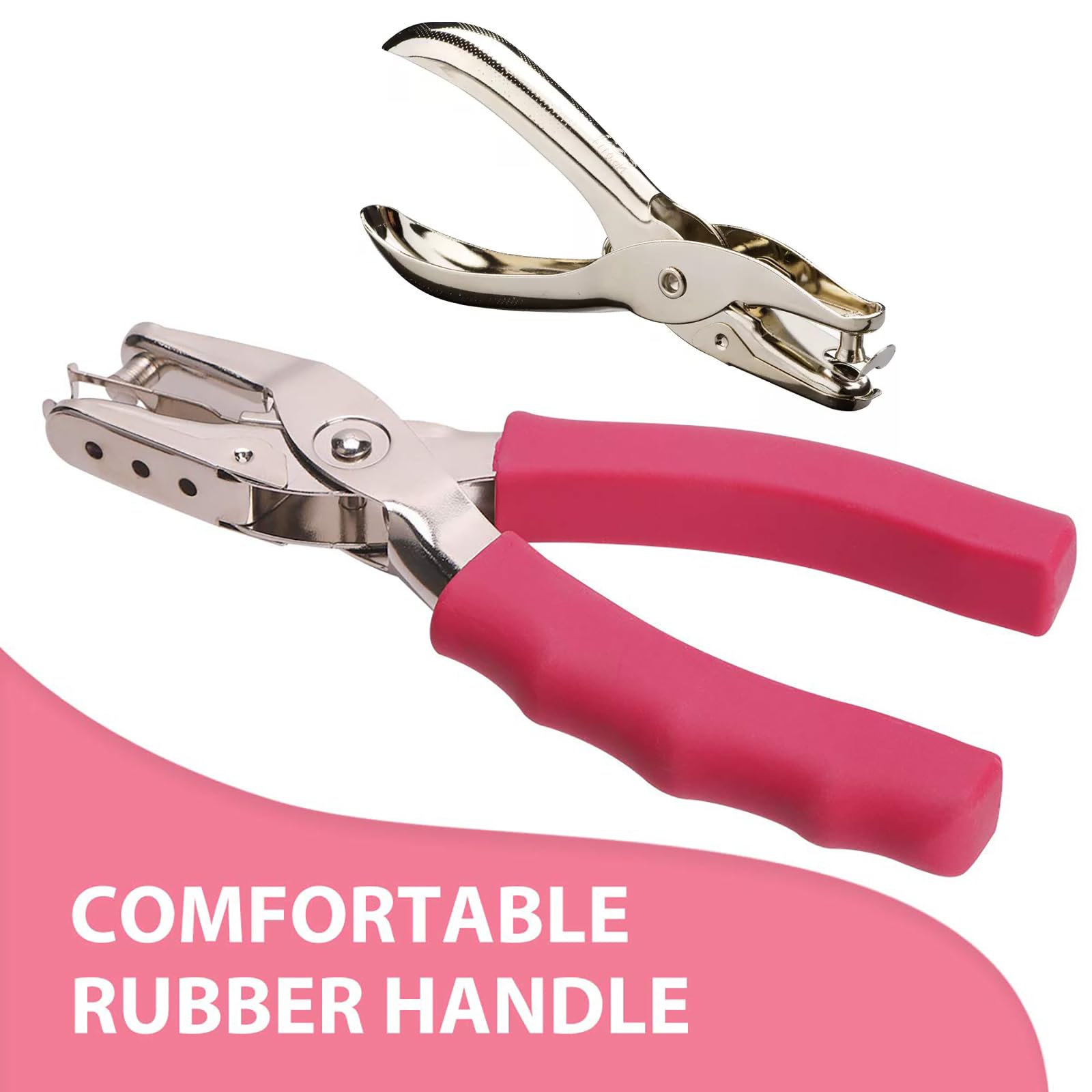 Craftinova Handle Punch ,3 Pack,1/4 inch of Hole Handheld Puncher ,with Soft Grip Handles,with 6 Sheet Capacity,Perfect for Home Office School Supplies,can be Used for Labels and Greeting Cards