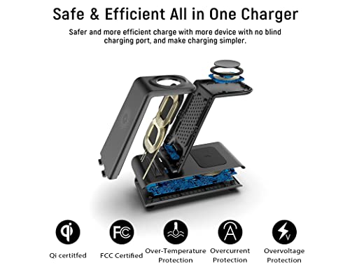 HATALKIN 3 in 1 Wireless Charging Station Compatible for Apple Products Multiple Devices Apple Watch ultra 8 7 SE 6 5 4 3 AirPods Pro 2 iPhone 14 13 12 11 Pro Max/X/XS/XR 8 Fast Wireless Charger Stand