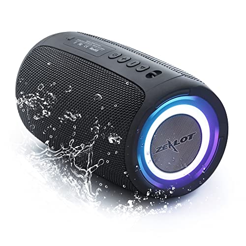 ZEALOT Bluetooth Speaker, IPX7 Waterproof Wireless Speaker with 20W Loud Stereo Sound, Outdoor Portable Speakers with Bluetooth 5.2, 40H Playtime, RGB Light, Dual Pairing for Home, Party