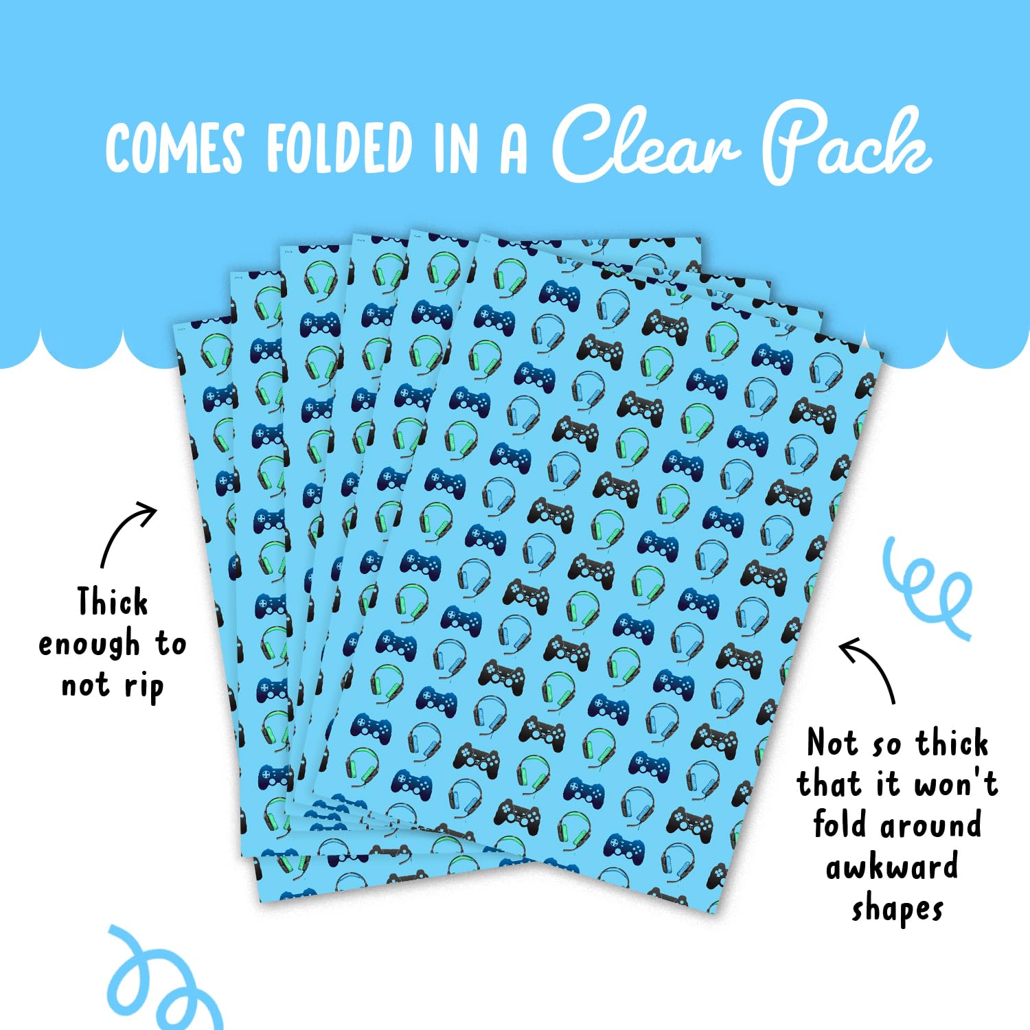 CENTRAL 23 Gamer Wrapping Paper - Boys Wrapping Paper - 6 Sheets of Gift Wrap - For Boy Men Boyfriend - Comes with Fun Stickers