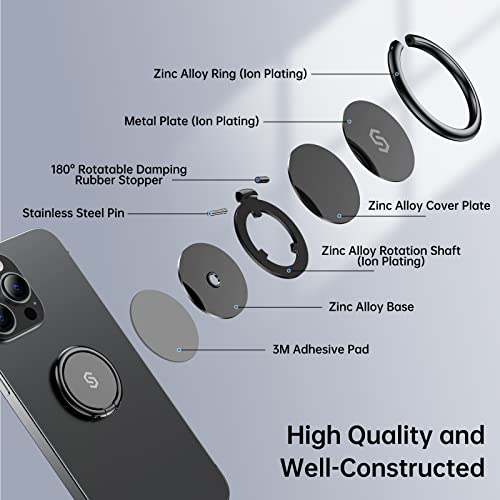 Syncwire Cell Phone Ring Holder Stand, 360 Degree Rotation Finger Ring Kickstand with Polished Metal Phone Grip for Magnetic Car Mount Compatible with iPhone, Samsung,LG,Pixel, Smartphone Accessories