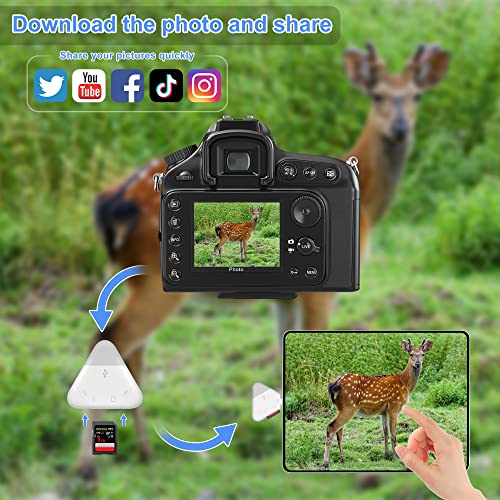 SD Card Reader for iPhone, Triangle Memory Card Reader for iPhone 15/iPad/Android/Mac/PC/Laptop Trail Game Camera Viewer Supports SD/Tf Card Micro SD Card Adapter for MacBook Pro/Air No App Required