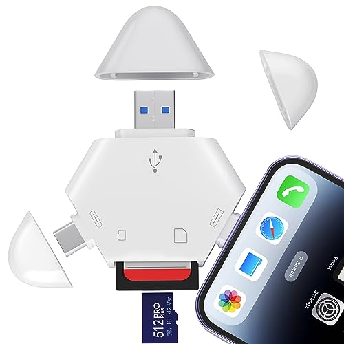 SD Card Reader for iPhone, Triangle Memory Card Reader for iPhone 15/iPad/Android/Mac/PC/Laptop Trail Game Camera Viewer Supports SD/Tf Card Micro SD Card Adapter for MacBook Pro/Air No App Required