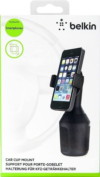 Belkin Car Cup Mount - Car Cup Mount For Phone - Phone Car Mount - Phone Stand - Phone Grip - Car Phone Holder Mount Compatible with iPhone, Samsung, Nokia, & Other Smartphones - Black
