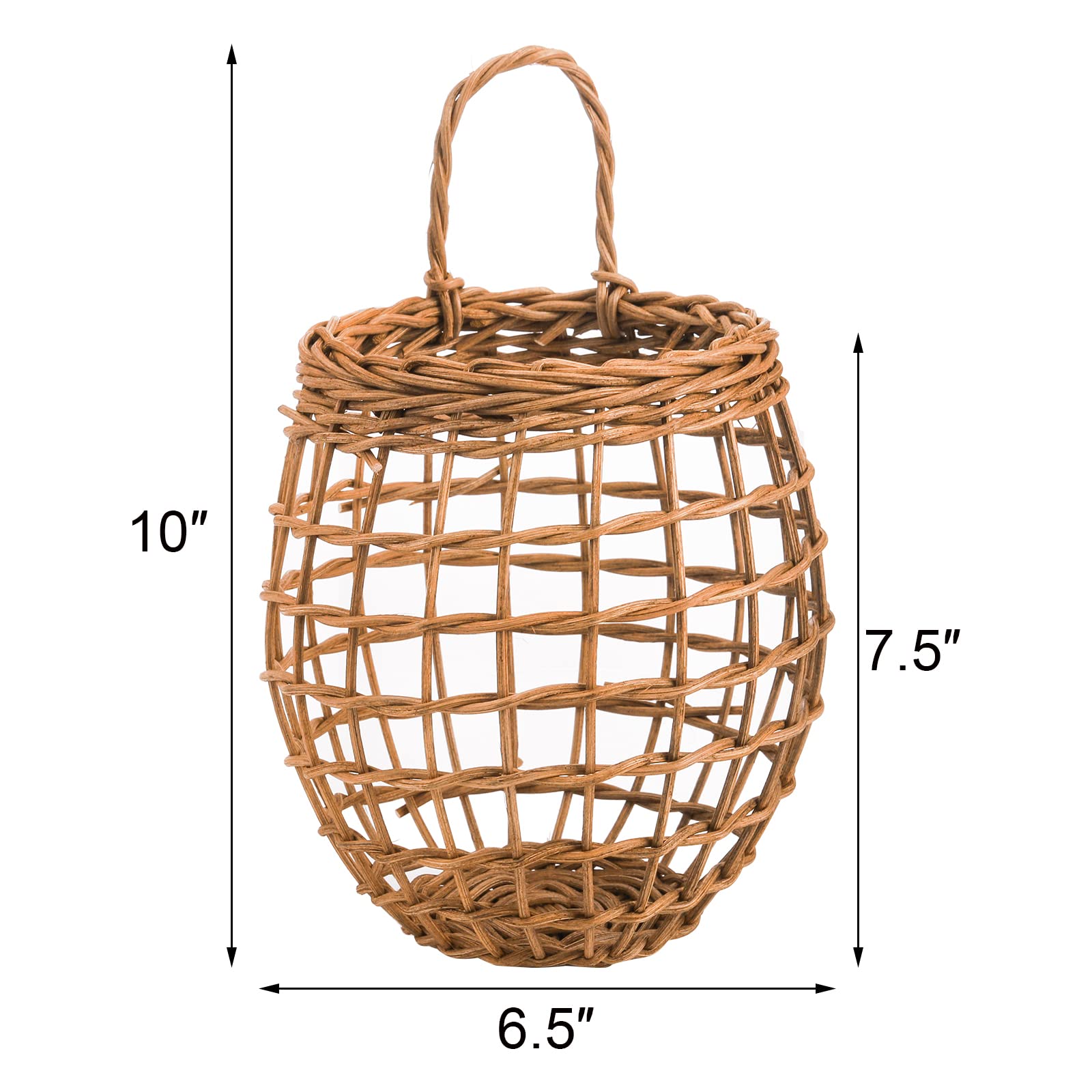 Elsjoy Set of 2 Wall Hanging Onion Basket, Wicker Woven Basket Handmade Rattan Basket, Fruits and Veggies Storage Basket for Pantry, Kitchen, Garden