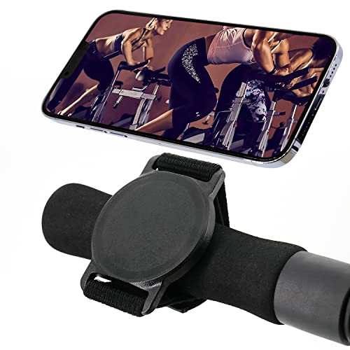 CoStySee Magnetic Phone Mount for Gym,Fitness Mount with Velcro Strap for Watching/Record Video/Taking Photo in Indoor Cycling/Treadmill,Compatible with Magsafe and iPhone 14/13/12 Series…