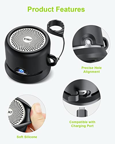 EWA Magnetic Silicone Case A106 Pro Portable Bluetooth Speaker for Shower, Room, Bike, Car (Black)