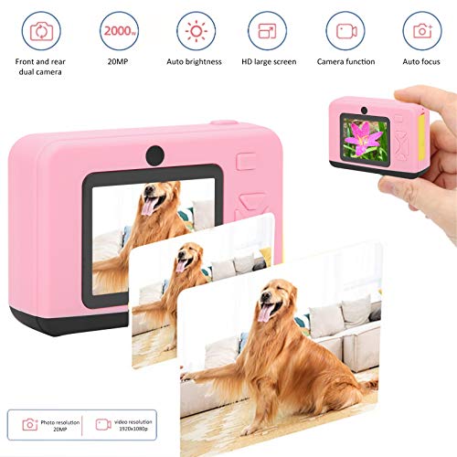 Uxsiya Children Camera, Anti‑Drop Anti‑Drop Children Camera 2.0in with Large Capacity Battery for Home(Pink)