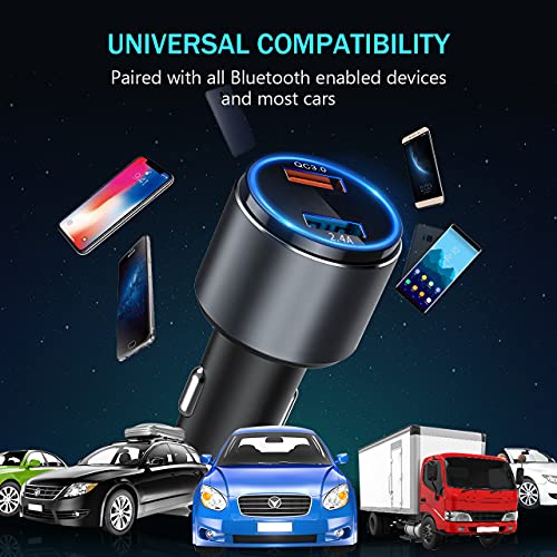 Car Charger, MOKPR Dual Port USB Car Charger Adapter with Blue LED, Quick Charge 3.0 & 2.4A Charging Port Compatible with iPhone 12/12 pro/11/11 pro/XR/8, Samsung Galaxy S21/S20/ S10/ S9/S8 and More