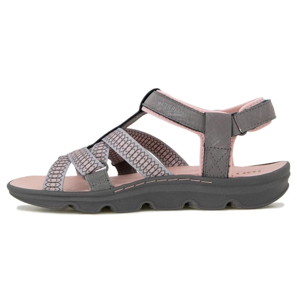 Jambu Women's Bay Encore Water Ready Flat Sandal, Charcoal/Rose, 8