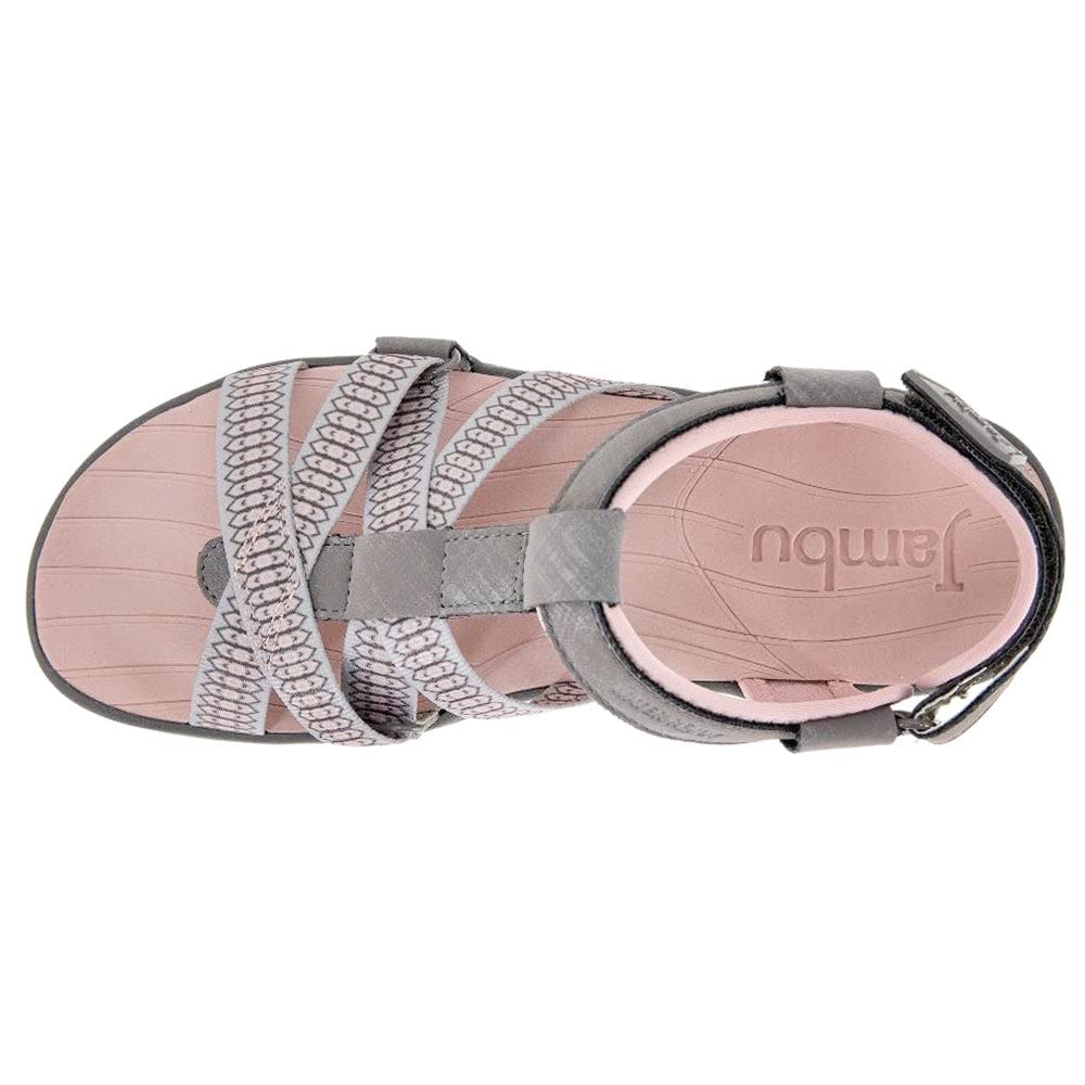 Jambu Women's Bay Encore Water Ready Flat Sandal, Charcoal/Rose, 8