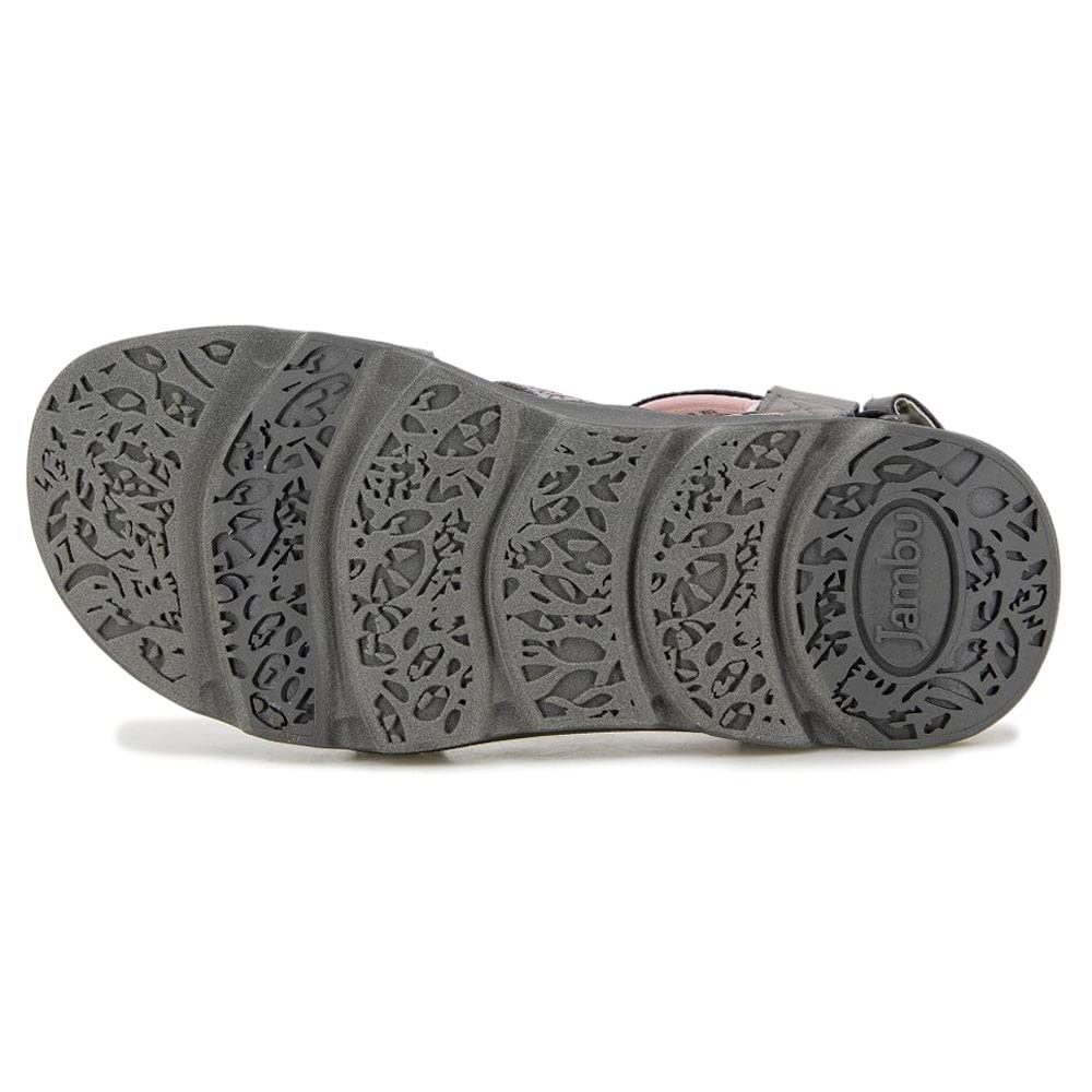 Jambu Women's Bay Encore Water Ready Flat Sandal, Charcoal/Rose, 8