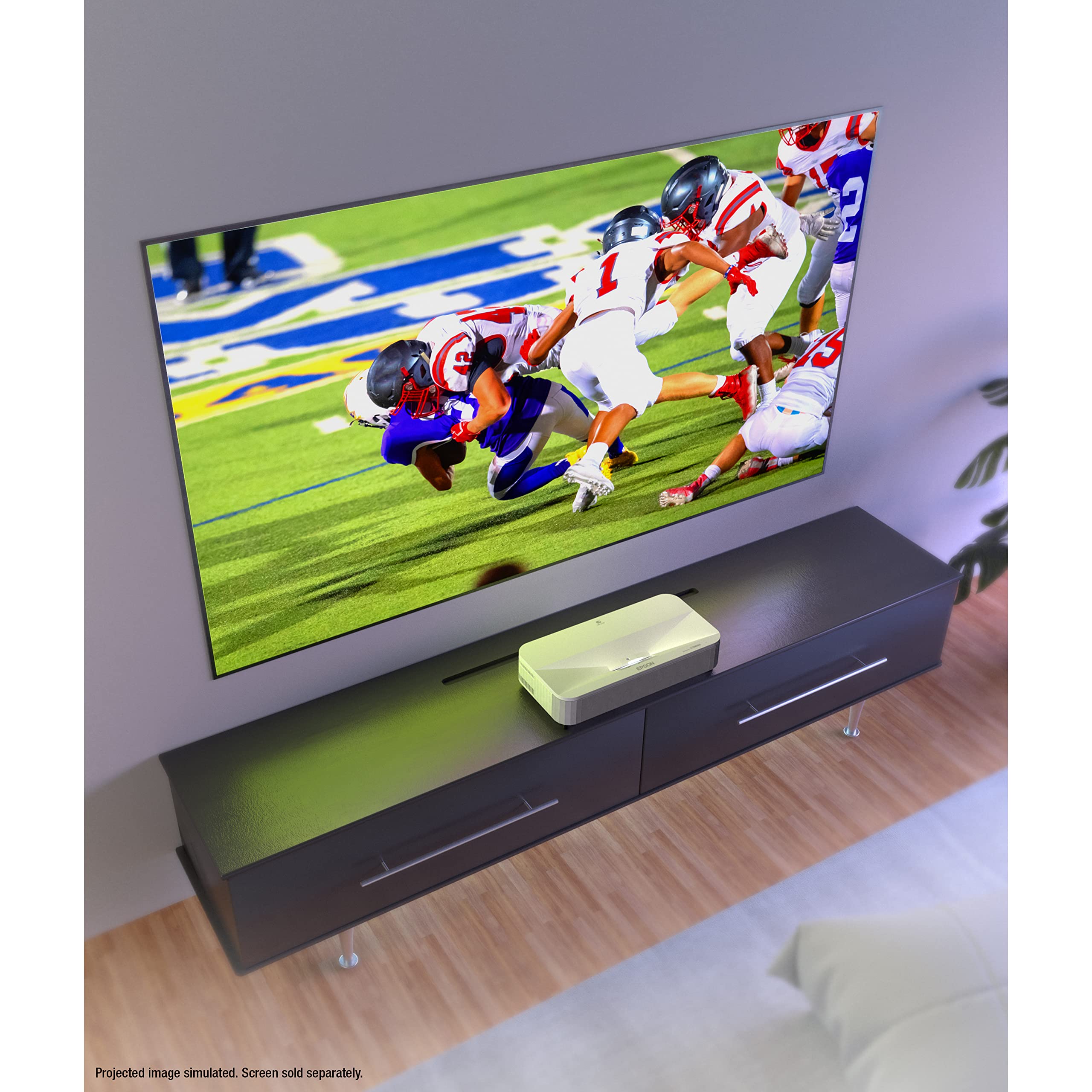 2022 New Upgrade Epson EpiqVision Ultra LS800 Ultra Short Throw 3-Chip 3LCD Smart Streaming Laser Projector, 4,000 Lumens, 4K PRO-UHD, HDR, 150", Android TV, 2.1ch Yamaha Built-in Speakers - White