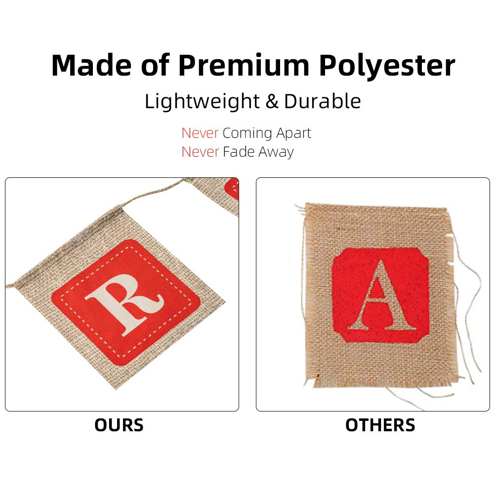 Merry Christmas Banners, Holiday Christmas Decoration Burlap Banner, Christmas Sign Hangings for Windows, Door Entry, Office, Fireplace, Wall