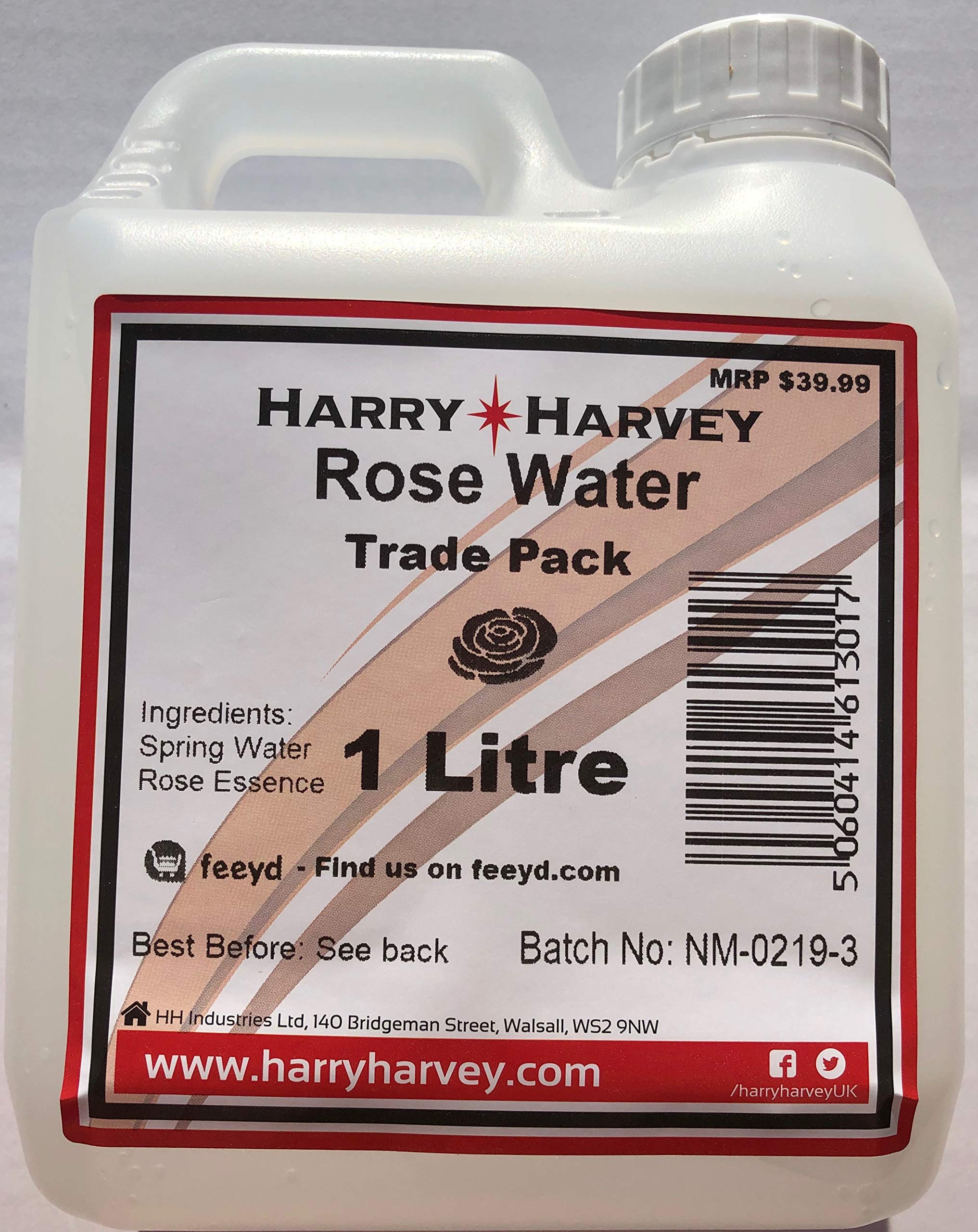 Rose Water Rosewater Culinary and Salon, rose water toner 1 litre for hair, face, locs and cooking, 1L 1000ml - Harry Harvey - 35oz