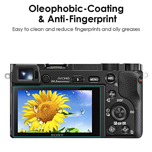 QIBOX Glass Screen Protector Compatible with Sony Alpha A6600 A6100 A6400 A6000 A5000 A6300 NEX-7 NEX-3N NEX-5 NEX-6L, 3-Pack Tempered Glass Anti-scratch Ultra-Clear Cover(NOT for a6500/a5100)