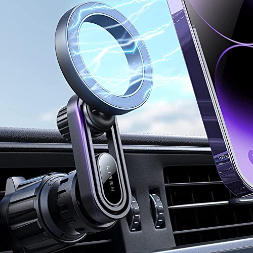 LISEN Fits MagSafe Car Mount Upgrade 18 Magnets Fit iPhone 14 Pro Max Car Holder Mount Super Stable Magnetic Phone Holder for Car Air Vent for Magsafe iPhone 12/13/14 Pro Max Mini All Phones